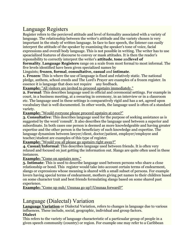 Language registers | PDF