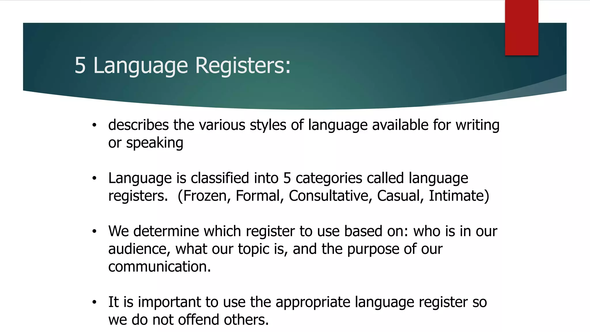 Language Registers notes | PPTX
