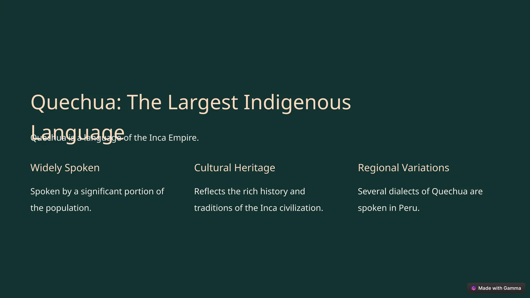 Languages of Peru: Spanish, Quechua, Aymara | PPTX