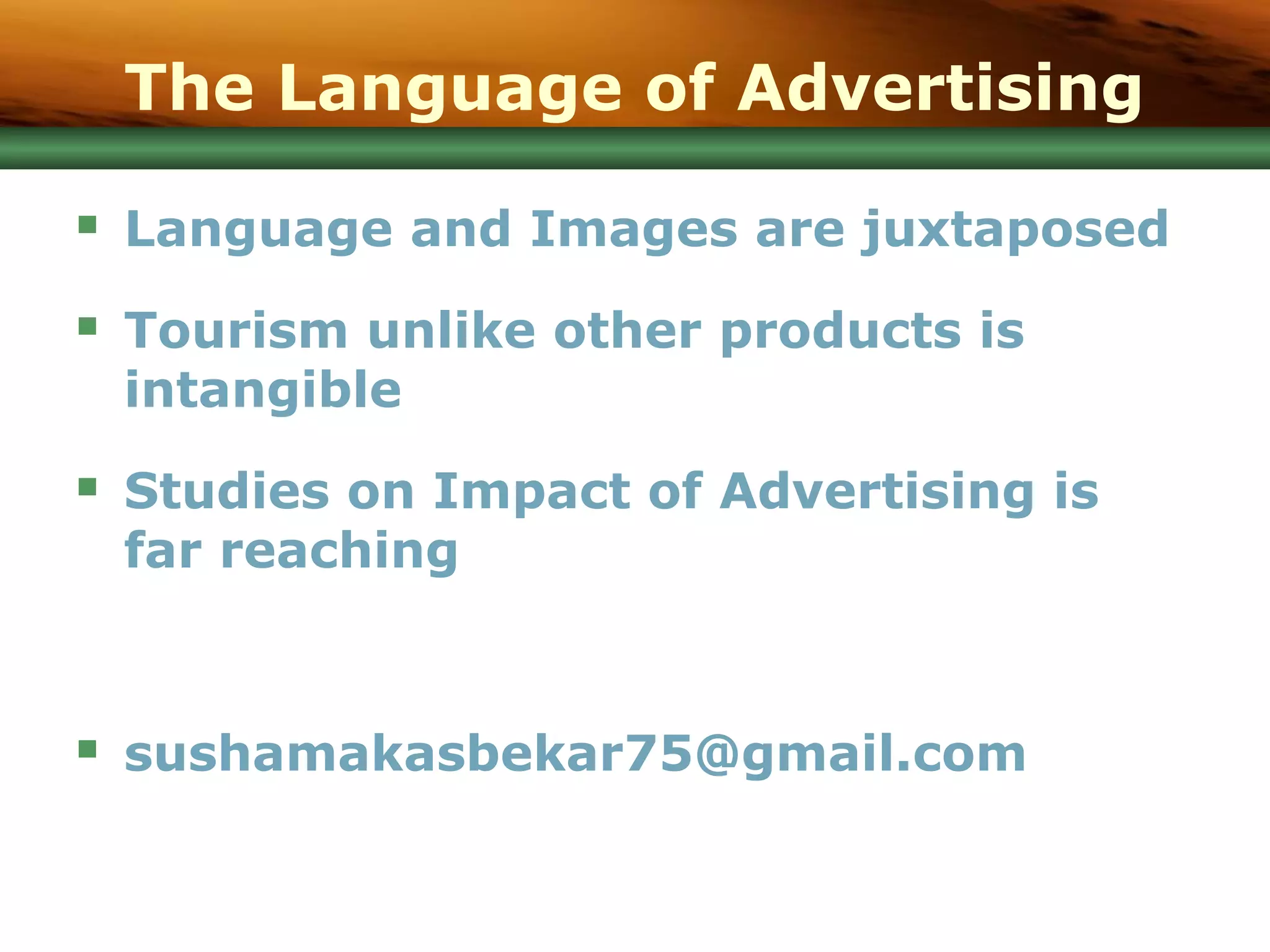 Language, semiotics in thai airways advertising | PPT