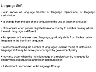 Language shift, death and maintenance | PDF