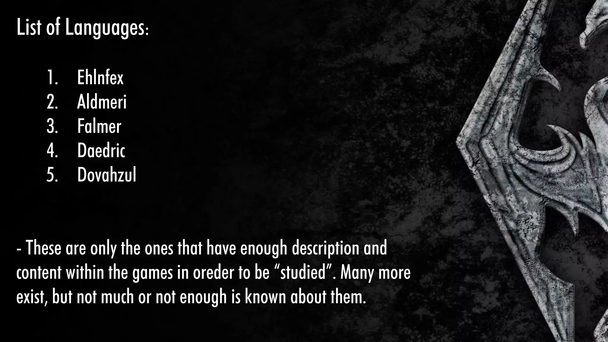 Languages of the elder scrolls | PPT