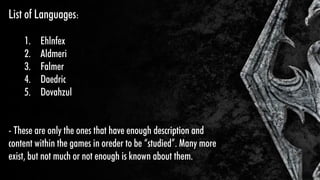 Languages of the elder scrolls | PPT