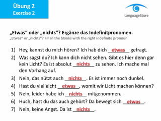 LanguageStore - Indefinitpronomen und Numerale | PPTX | Science