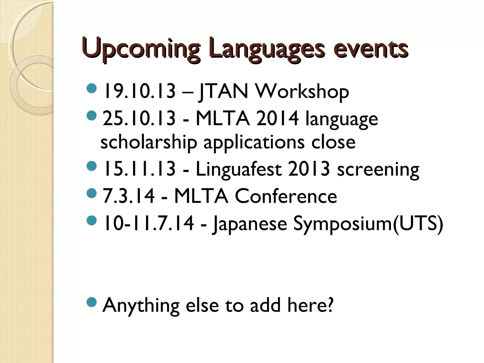 Languages update! | PPT