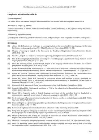 Languages used by teachers in English-language classrooms: An EFL ...