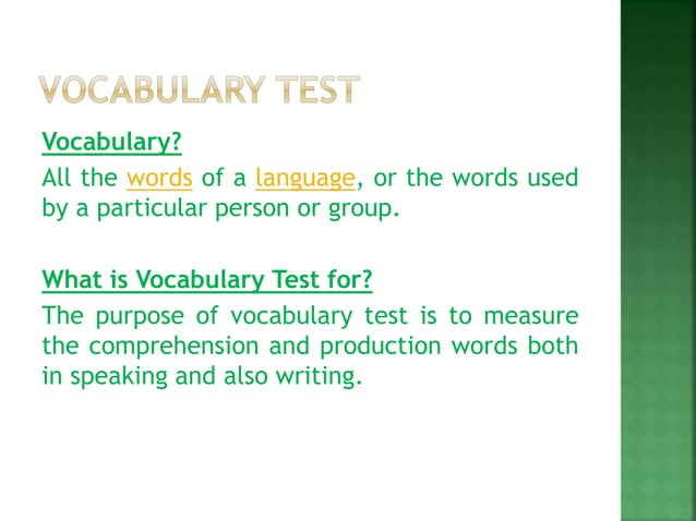 Language testing (Testing Vocabulary)-Adapted from Madsen | PPTX ...