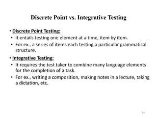 Language testing | PPT | Standardized Testing | Educational Assessment