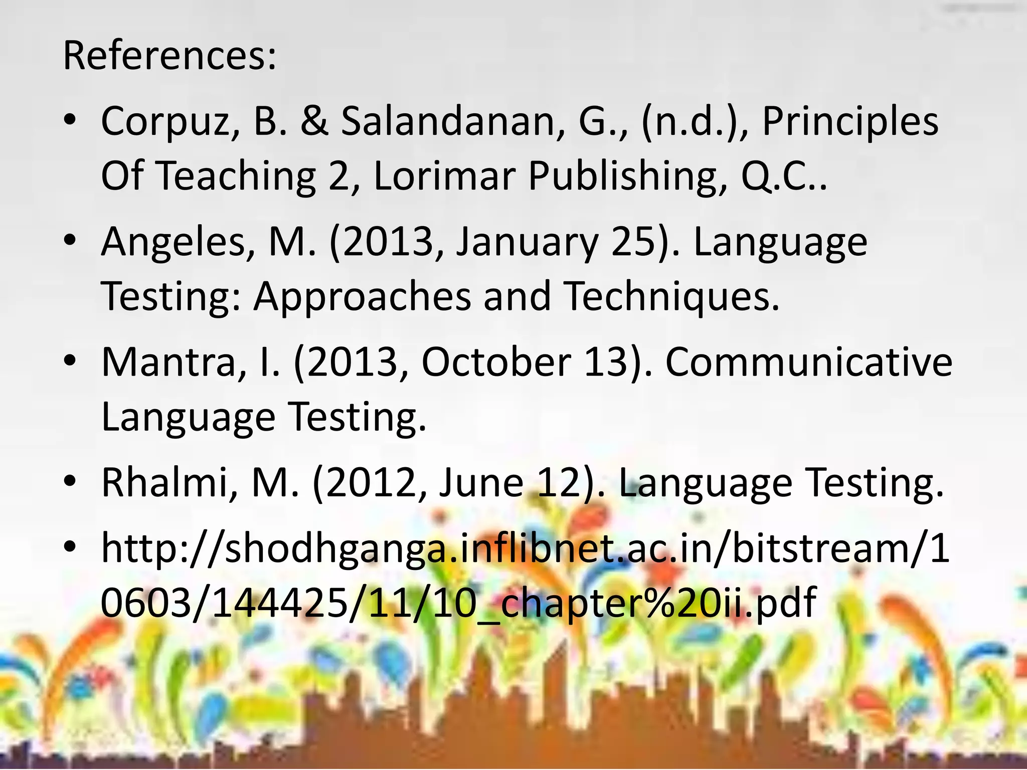 Approaches to Language Testing | PPTX