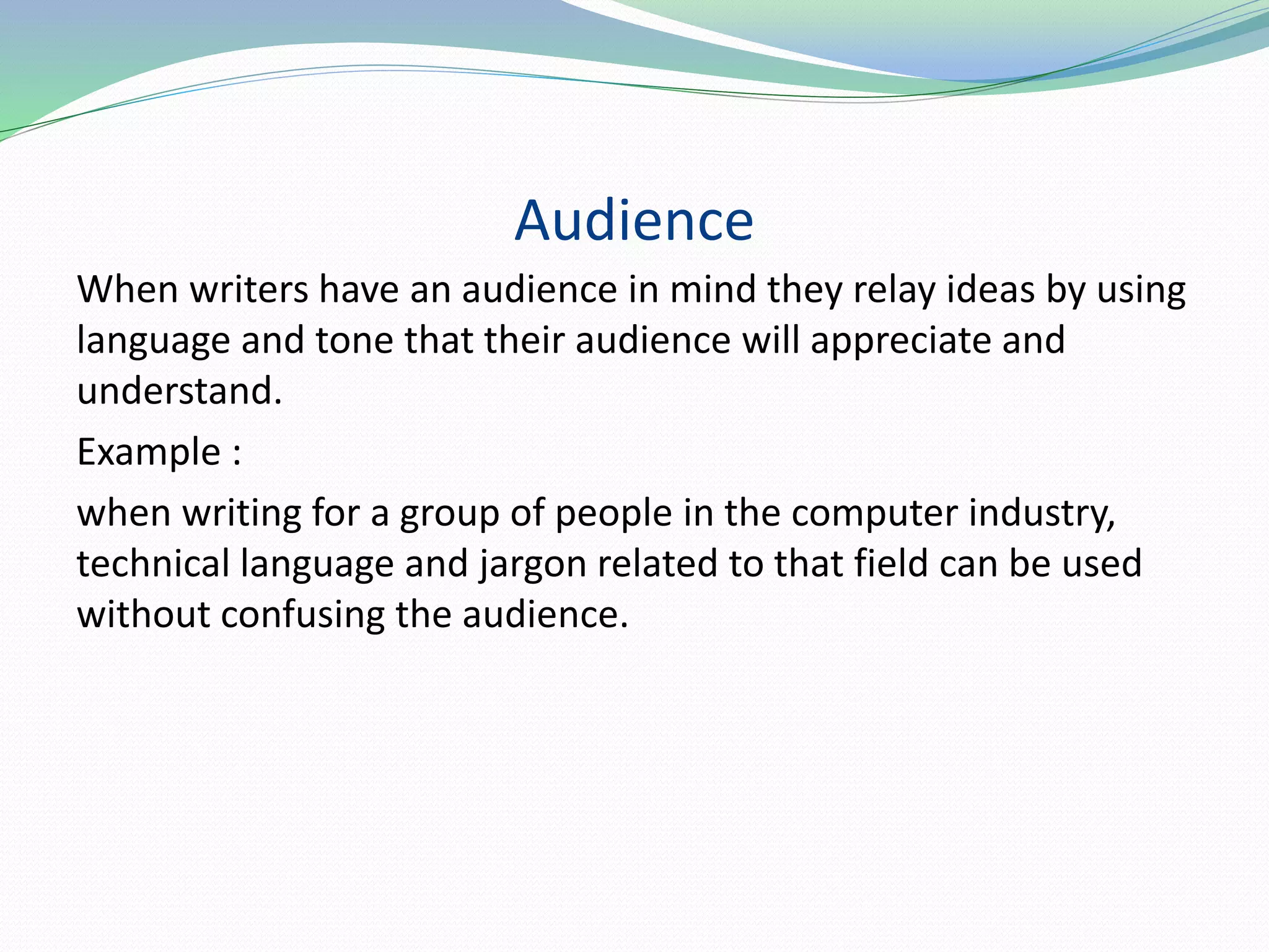 Language, Tone and Audience | PPTX