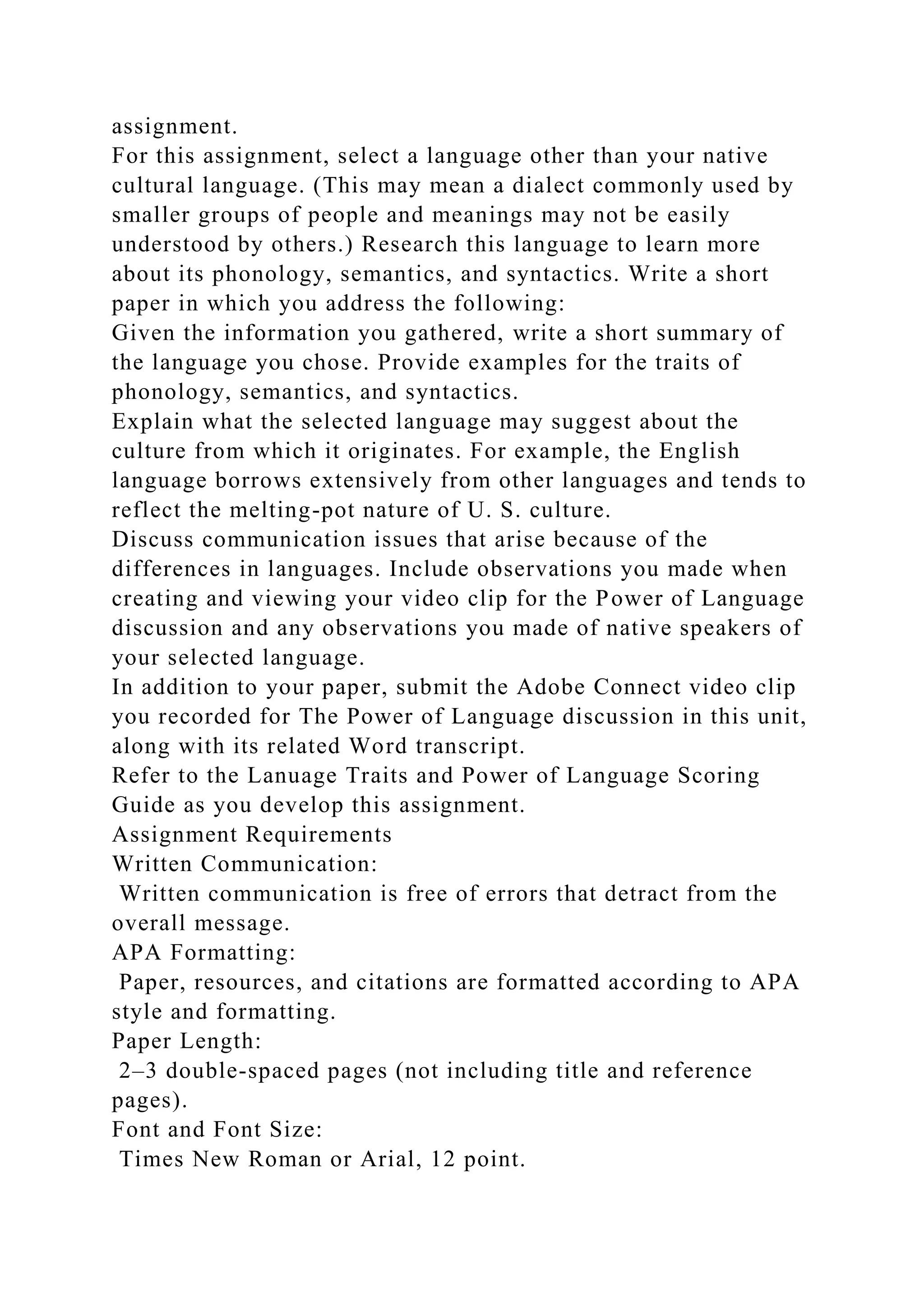 Language Traits and Power of LanguageResourcesLanguage Traits .docx