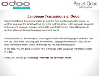 Language translations in odoo | PPTX