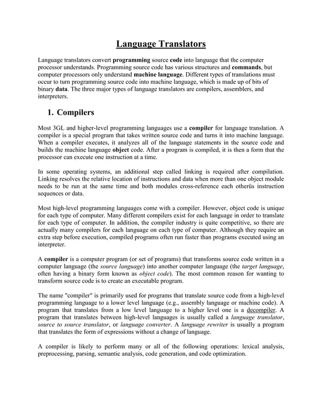 Language translators | PDF