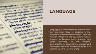 Language Used in Academic Texts from Various Disciplines.pptx