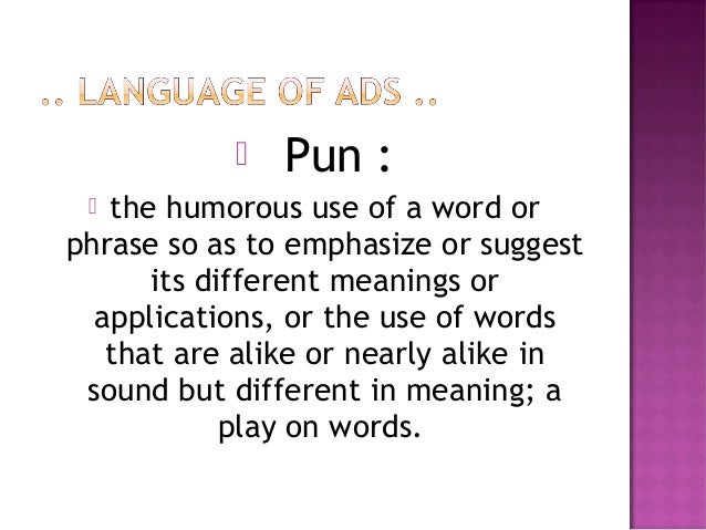 Language used in advertisement.