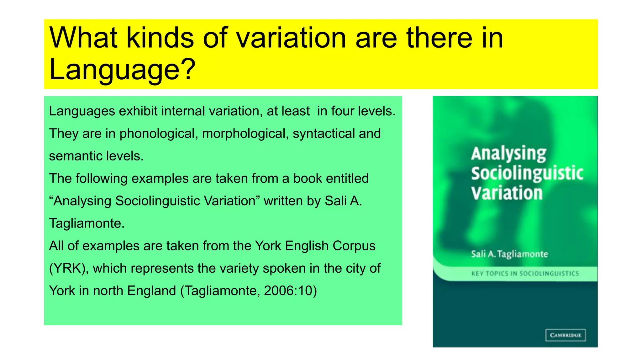 Language variation in Sociolinguistics | PDF