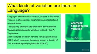 Language variation in Sociolinguistics | PDF