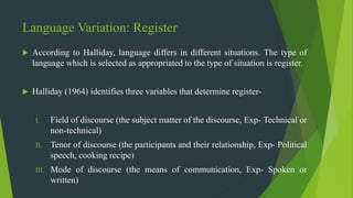 Language Variation: Register | PPTX