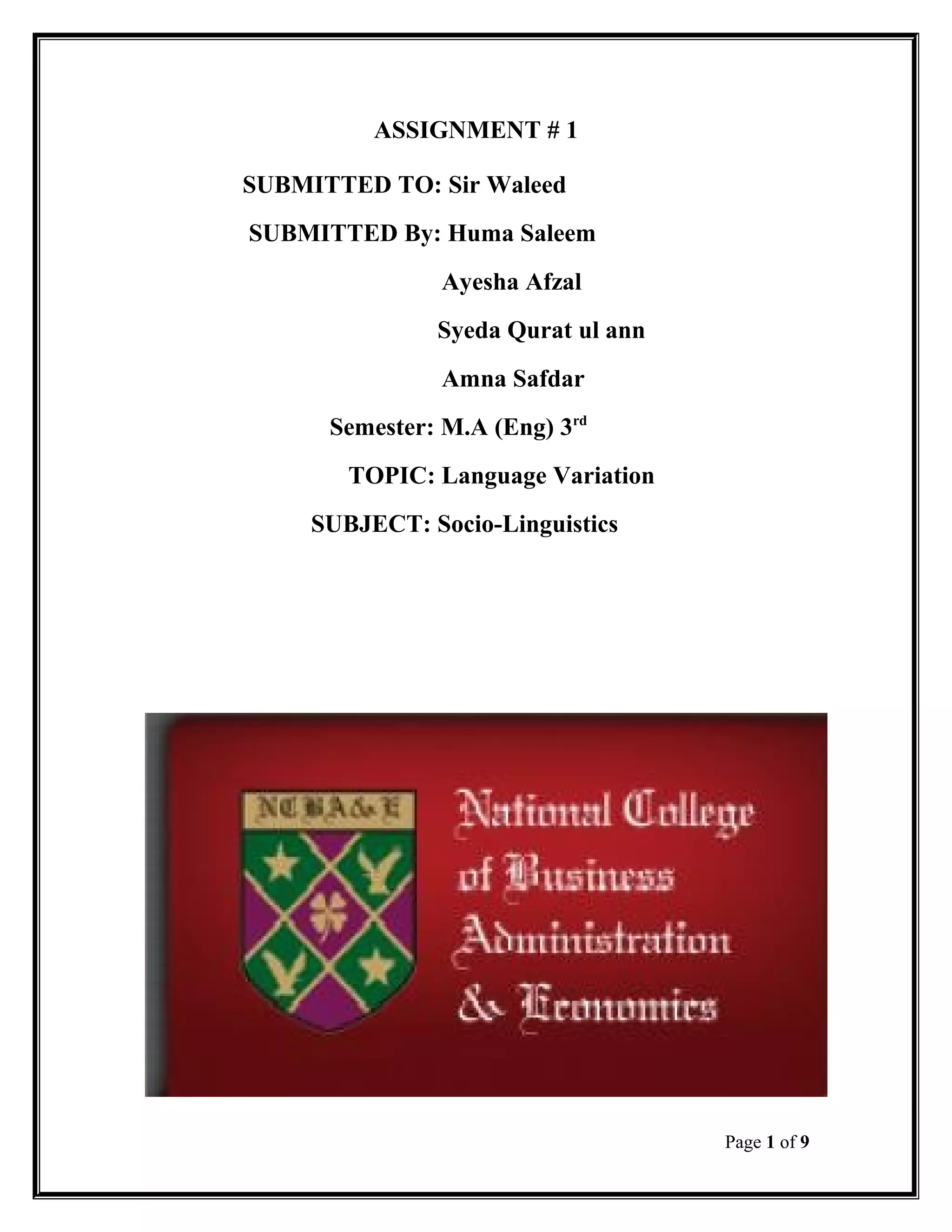 Language variation assgnmnt | DOC