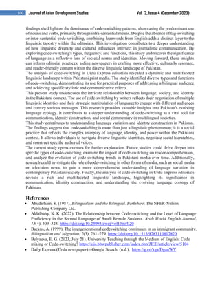 Language Variation in Print Media: A Study of Code Switching Patterns in Pakistani Urdu ‘Express ...