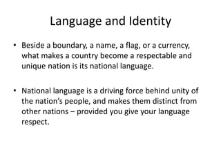 Language varieties as boundaries and as national identity | PPT