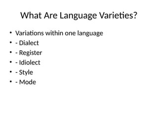 Understanding Language Varieties in Translation: Dialects, Registers ...