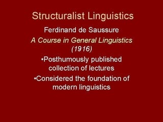 Langue and Parole in Linguistics II Ferdinand de Saussure II ...