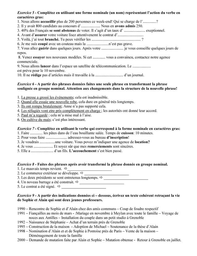 La nominalisation verbale | PDF