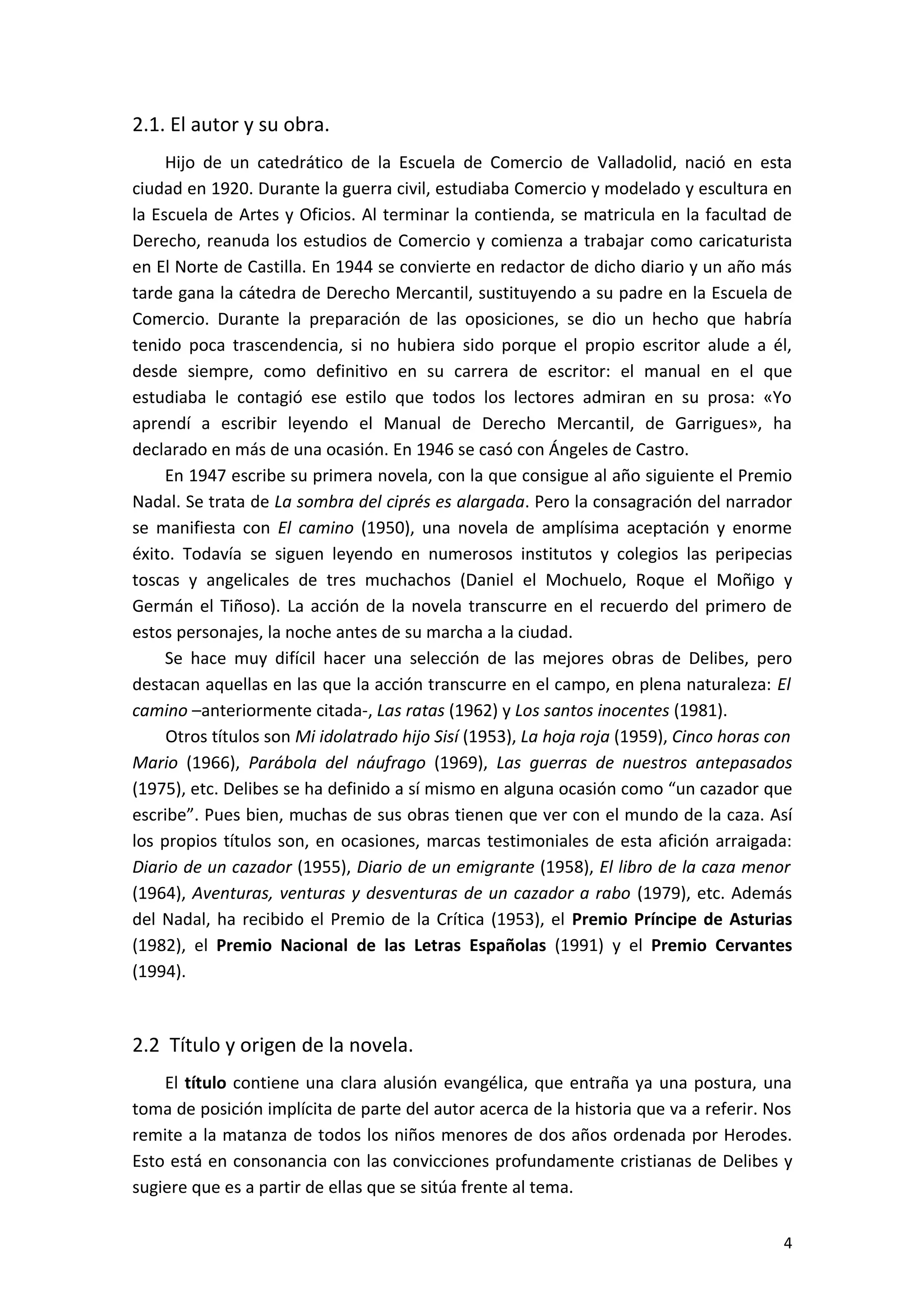 La novela española tras la Guerra Civil: Lo santos inocentes. | DOC