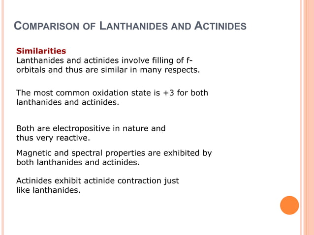 Lanthanide and actinide chemistry | PPT | Chemistry | Science