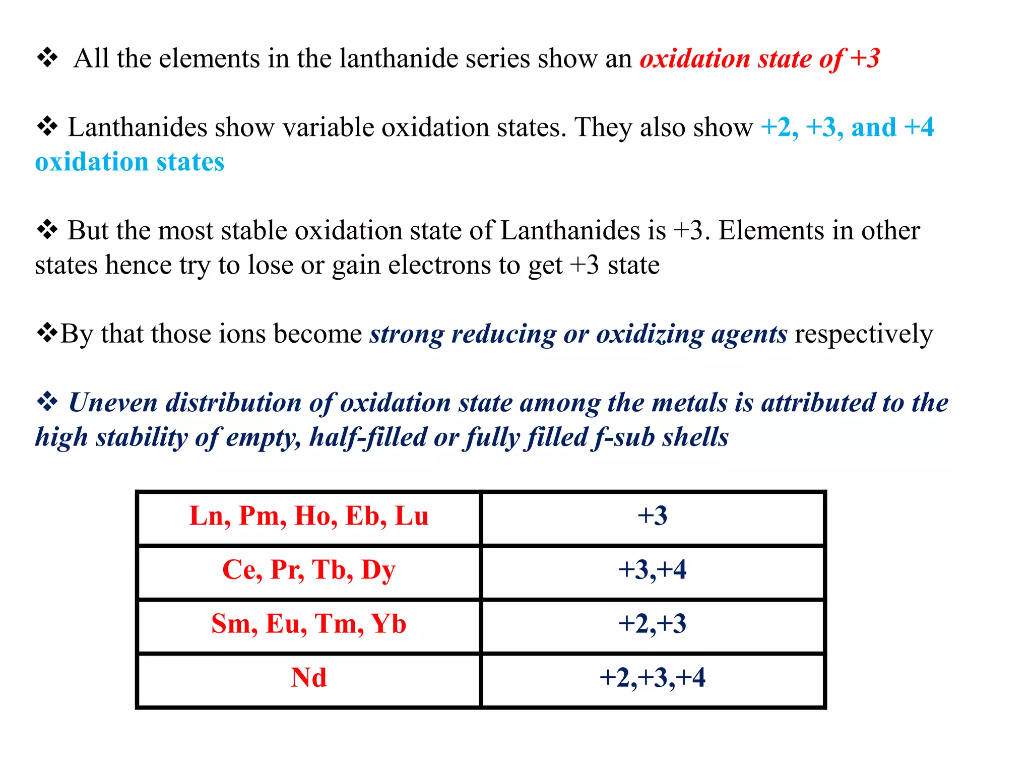 Lanthanide oxidation.. | PPTX