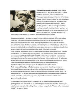 La nueva canción Chilena | DOCX