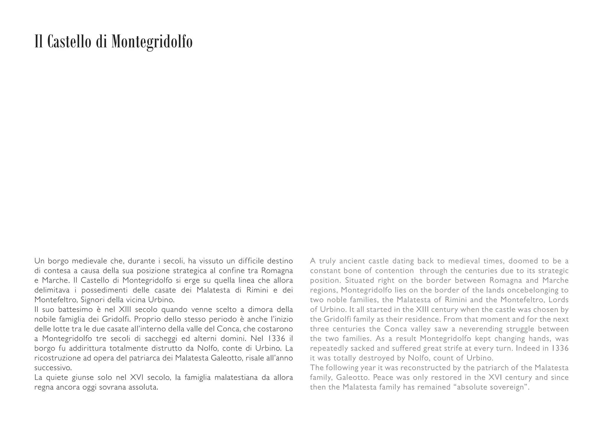 La Nuova Brochure Del Castello Di Montegridolfo | PDF