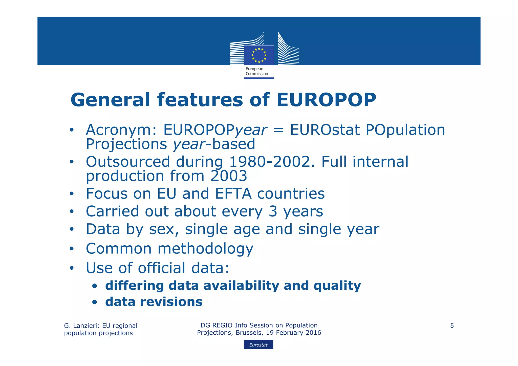 General features of the Eurostat populaiton projections (EUROPOP) | PDF