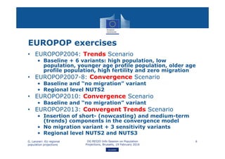 General features of the Eurostat populaiton projections (EUROPOP) | PDF
