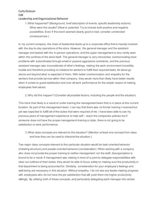 Leadership and Organizational Behavior Evaluation EdX | PDF