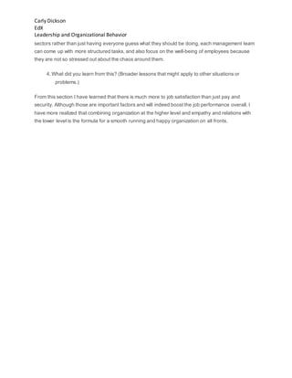 Leadership and Organizational Behavior Evaluation EdX | PDF