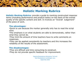 Laos Session 7: Developing Quality Assessment Items - Rubrics | PPT