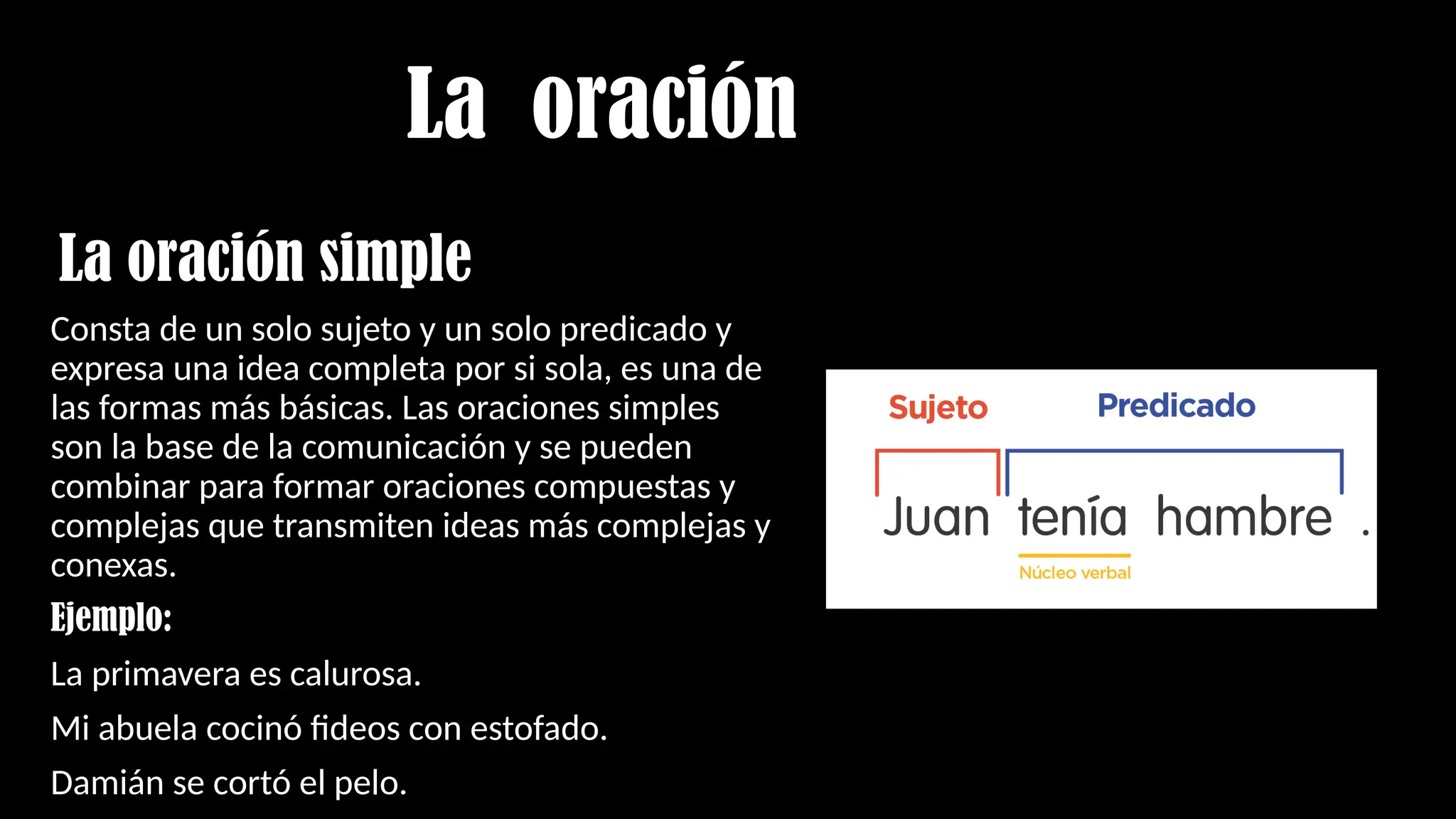 tema de lenguaje : La oración