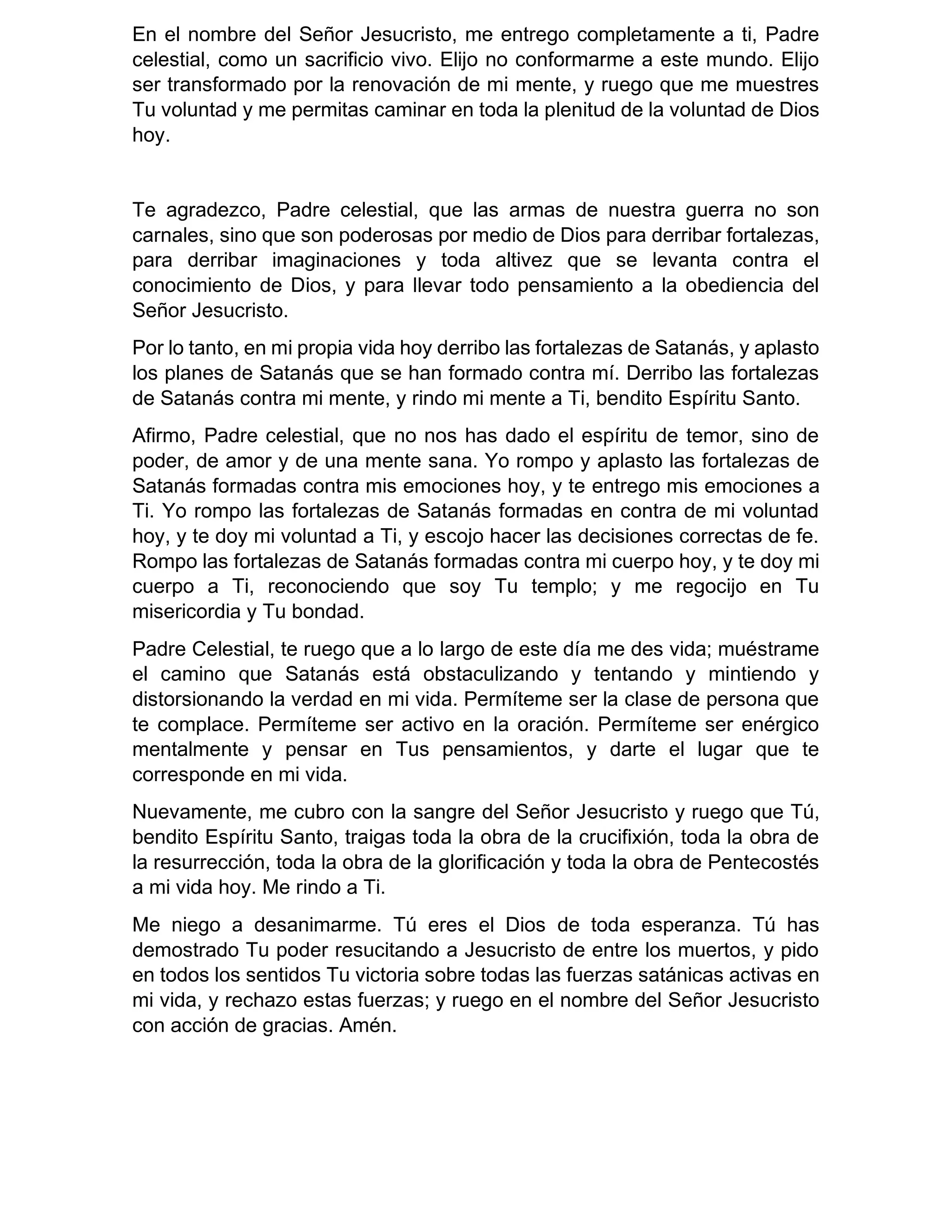 la oracion de guerra para Derribar las fortalezas de Satanás contra mi ...