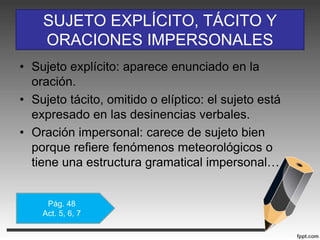 La oración gramatical y las clases de palabras | PPT | Programming ...