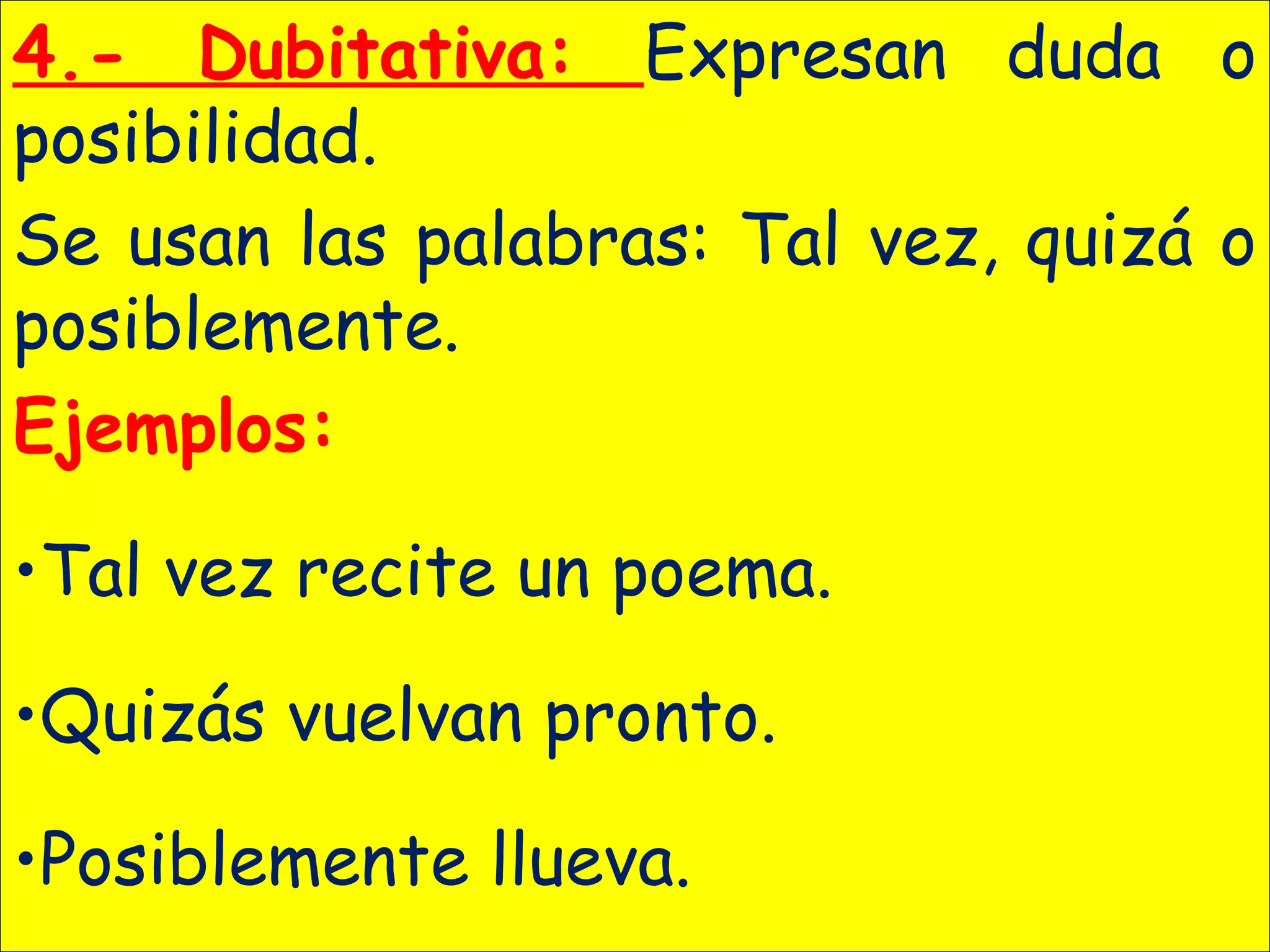 La oración por la actitud del hablante | PPT