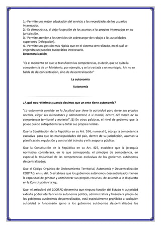 La organización administrativa general-DESCONCENTRACIÓN, DESCENTRALIZA ...