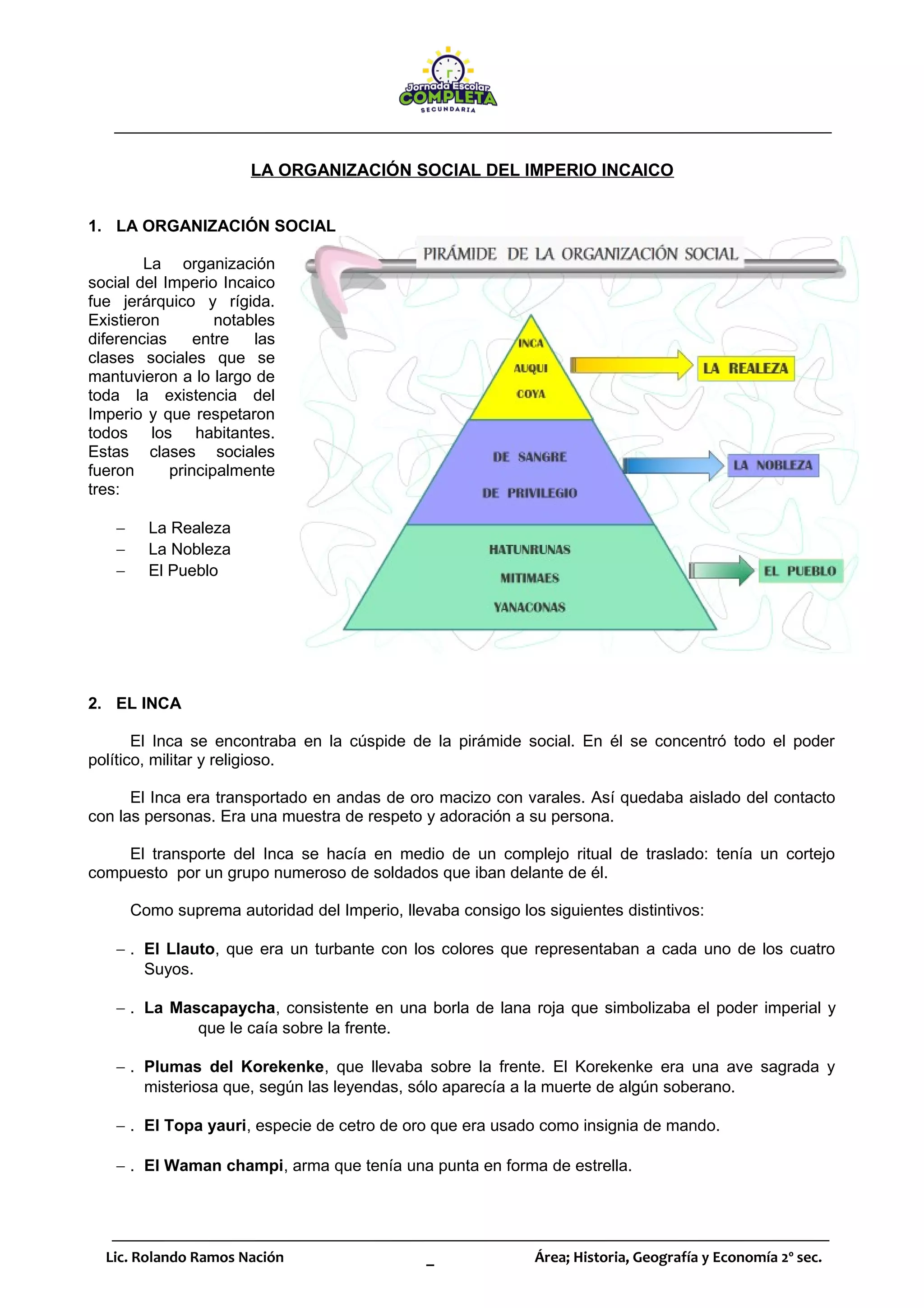 La organización social del imperio incaico | DOC