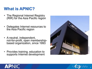 APNIC Regional Meeting, Laos, APNIC Activity Report | PDF
