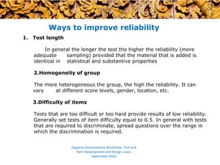 Laos Session 5: Analysing Test Items using Classical Test Theory (CTT ...