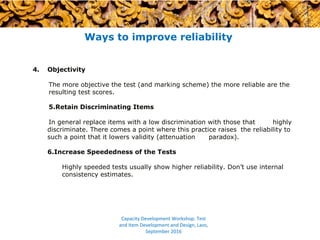 Laos Session 5: Analysing Test Items using Classical Test Theory (CTT ...