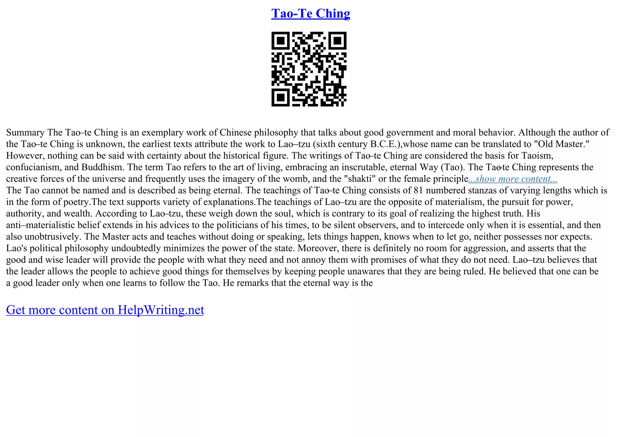 Laozi And Tao Te Ching | PDF