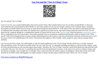 Laozi And Tao Te Ching | PDF