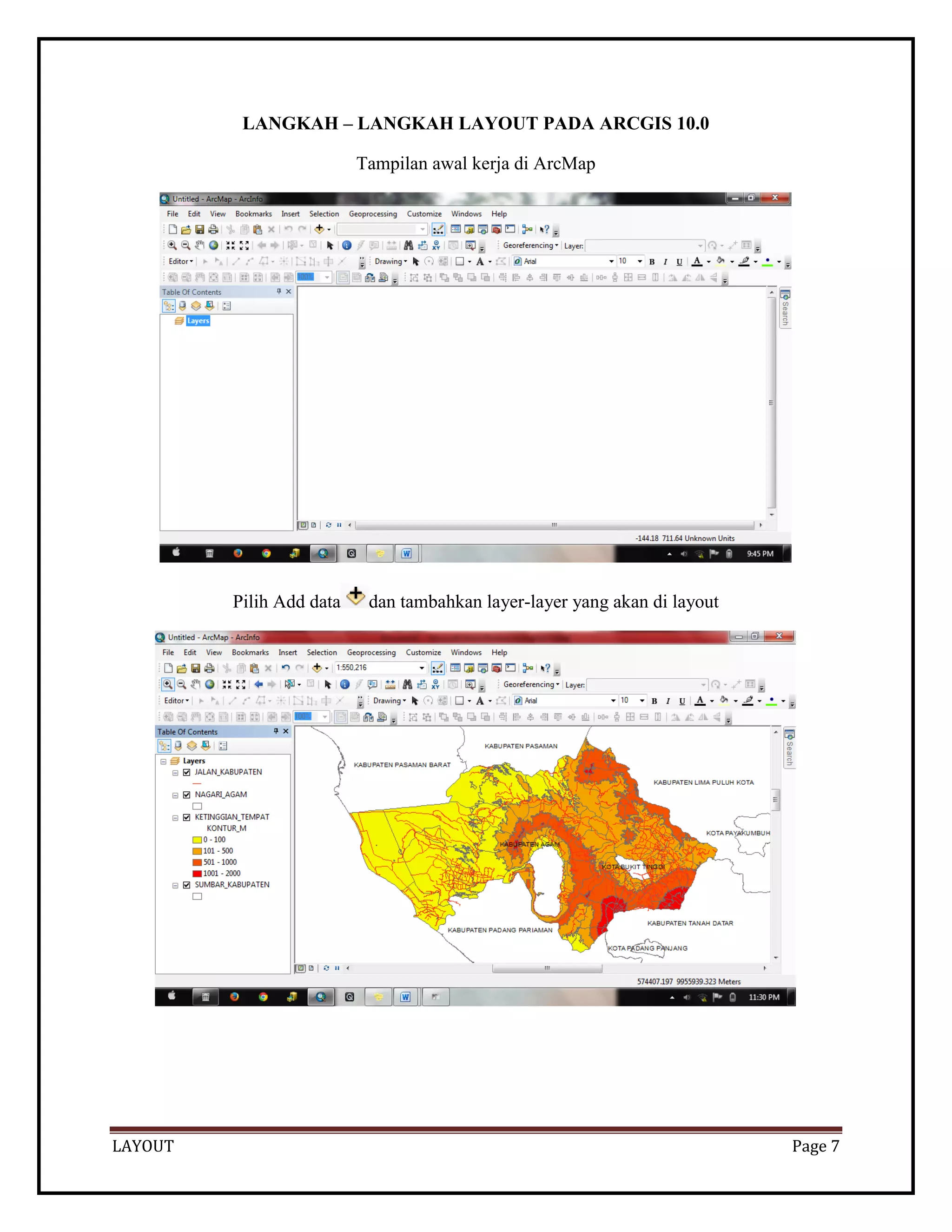 LAYOUT PADA ARCGIS 10.0 | PDF